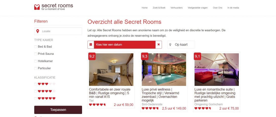 Secret Rooms: kamers huren voor spannende avonturen!