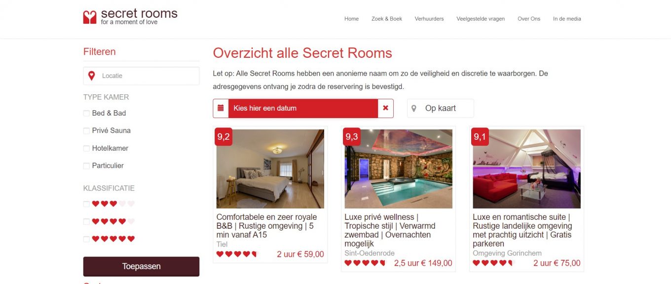 Secret Rooms: kamers huren voor spannende avonturen!